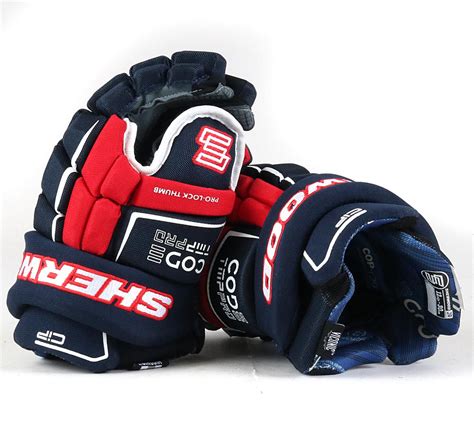 10 Sherwood Code Tmp Pro Navy Red White Gloves Pro Stock Hockey