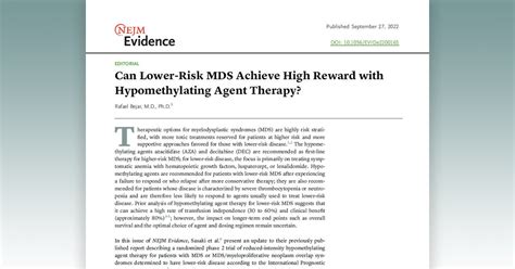 Nejm On Twitter Rt Nejmevidence Editorial “can Lower Risk Mds Achieve High Reward With