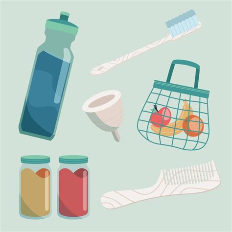 평면 디자인 제로 폐기물 수집 무료 벡터