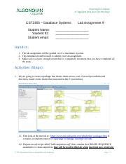 Cst Lab Docx Algonquin College Of Applied Arts And Technology