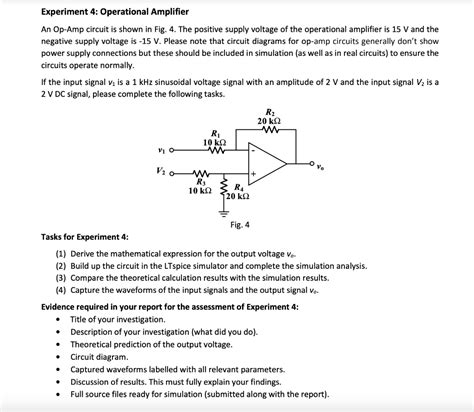 Solved Experiment 4 Operational Amplifier An Op Amp Circuit