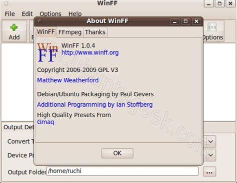Winff Gui For The Command Line Video Converter Ffmpeg Ubuntu Geek