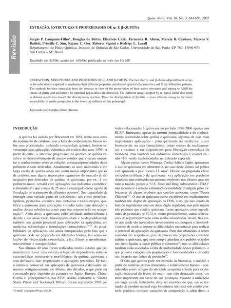 Pdf Extraction Structures And Properties Of α And β Chitin