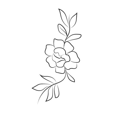 흰색 배경에 꽃의 간단한 그림 프리미엄 벡터