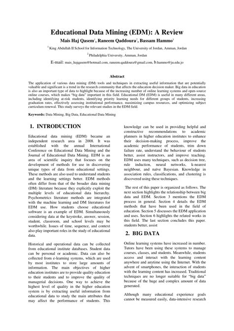 Pdf Educational Data Mining Edm A Review