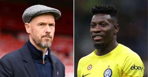 Manchester Uniteds Manager Erik Ten Hag Stärkt Torhüter Andre Onana