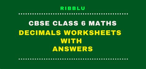 Class 6 Maths Decimals Worksheets