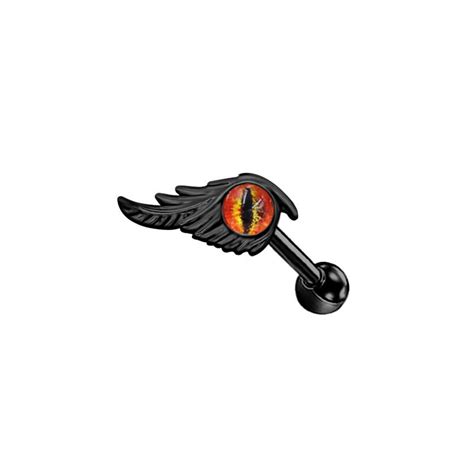 Gothic Feather Demon Eye Stainless Steel Industrial Piercing Gthic
