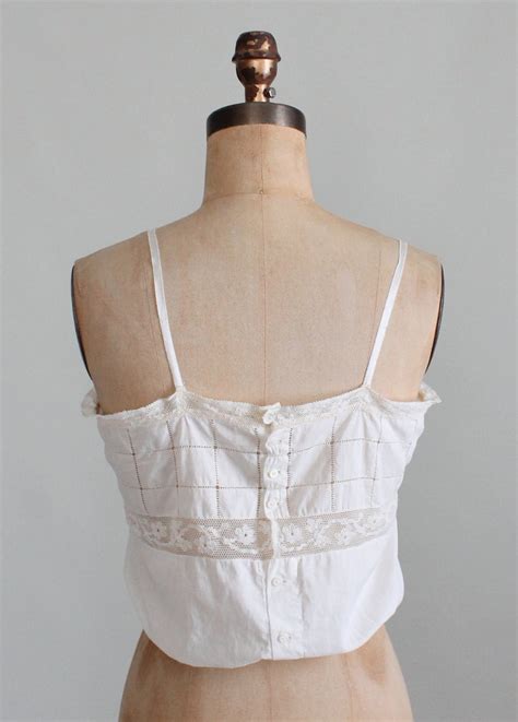 Edwardian Floral Lace And Cotton Corset Cover Camisole Raleigh Vintage