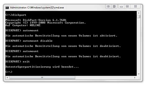 windows automatisches mounten von festplatten deaktivieren diskpart