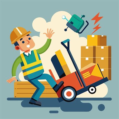 Premium Vector Unsafe Pallet Truck Driver Workplace Safety Illustration