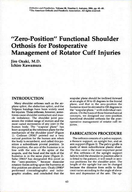 Zero Position Functional Shoulder Orthosis For Postoperative