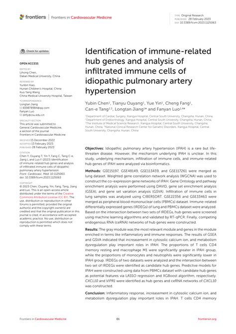 PDF Identification Of Immune Related Hub Genes And Analysis Of