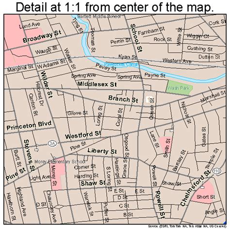Lowell Massachusetts Street Map 2537000