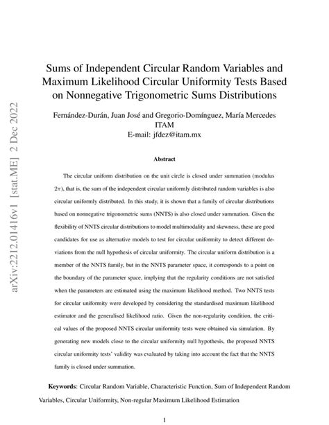 Sums Of Independent Circular Random Variables And Maximum Likelihood