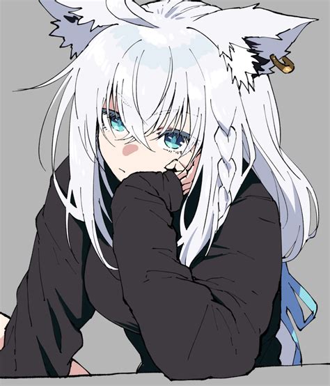 Safebooru 1girl Animal Ears Black Sweater Blue Eyes Blue Ribbon Braid