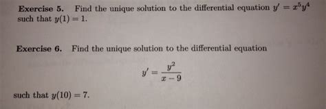 solved exercise 5 find the unique solution to the