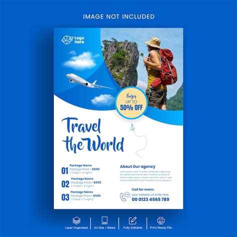 Panfleto de turismo de viagem ou design de modelo de pôster Vetor Premium