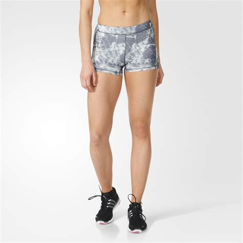 Adidas Techfit Printed Womens Grey Compression Running Gym Shorts Pants