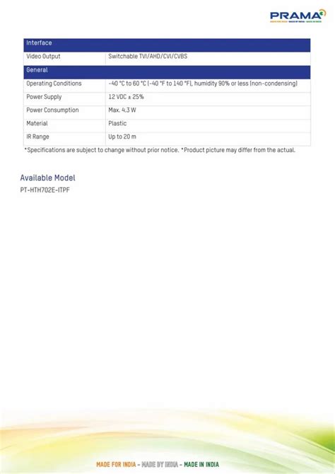 PT HTH E ITPF MP Camera Camera Range To M At Rs In Ahmedabad