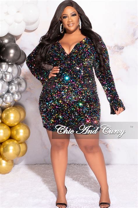Available Online Only Final Sale Plus Size Multi Color Sequin Bodycon