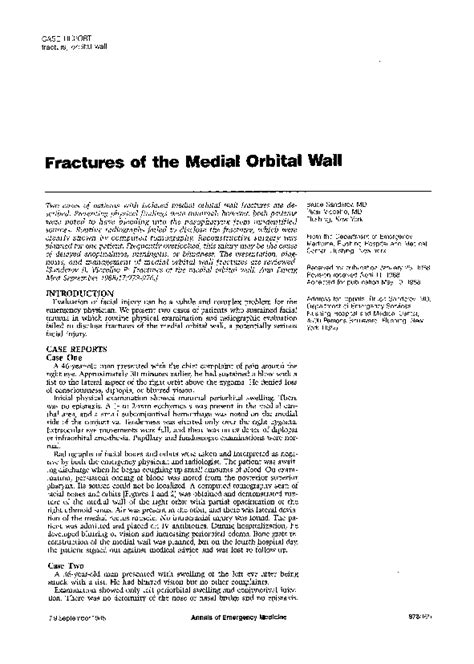 Pdf Fractures Of The Medial Orbital Wall Bruce Sanderov