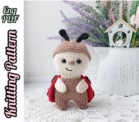 Ladybug Knitted Pattern Easy Knitting Soft Toy Diy Stuffed Insect