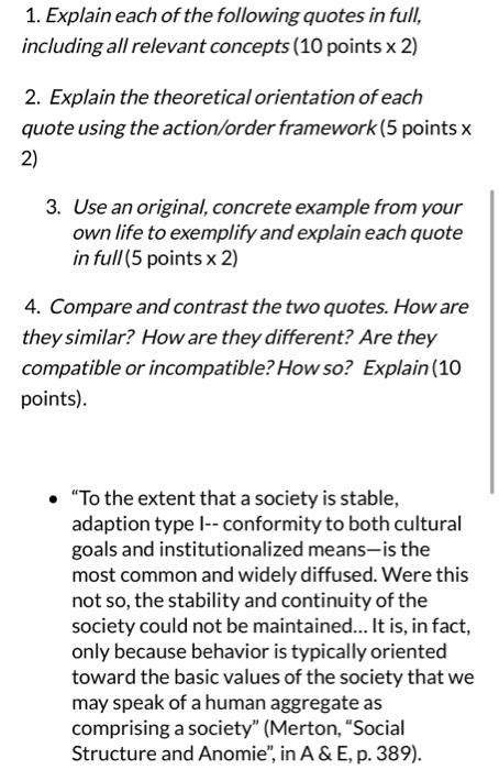 1 Explain Each Of The Following Quotes In Full Chegg