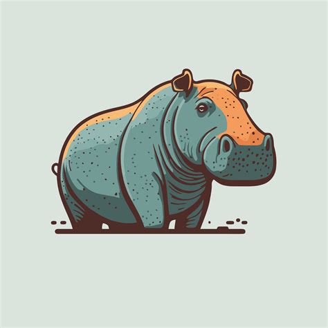 Hippo Character Logo Mascot Wild Animal Hippopotamus In Vector Cartoon