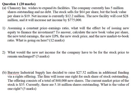 Question 1 20 Marks A Chancery Inc Wishes To Chegg