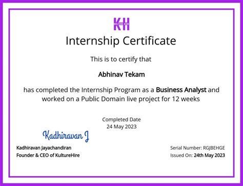 Abhinav Tekam On Linkedin Internship Businessanalyst Kulturehire
