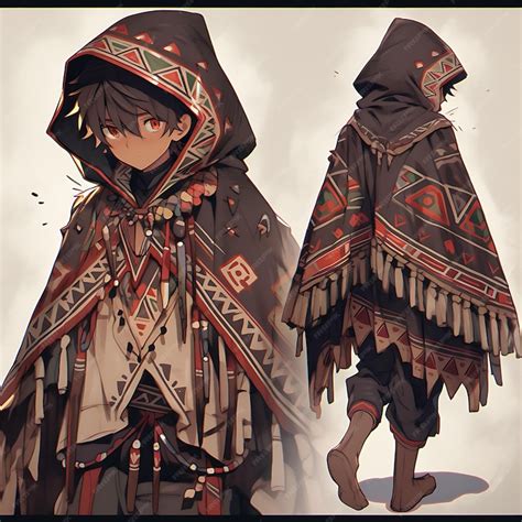 Premium Photo Character Anime Concept Short Male With A Hooded Cloak