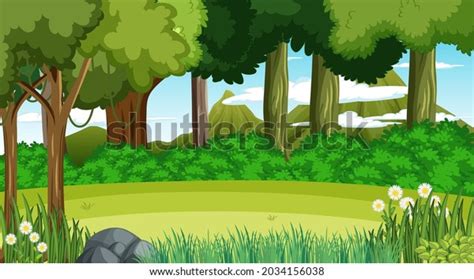 Blank Forest Daytime Scene Various Forest Stock Vector Royalty Free