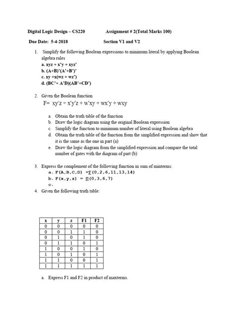 Assign2 Dld Pdf Logic Gate Theory Of Computation