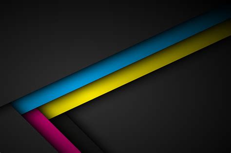 Cmyk 색상의 선이 있는 벡터 배경을 랙액트합니다 디자인에 대한 여유 공간이있는 검은 색 배경의 삼각형 겹치는 레이어 0명에