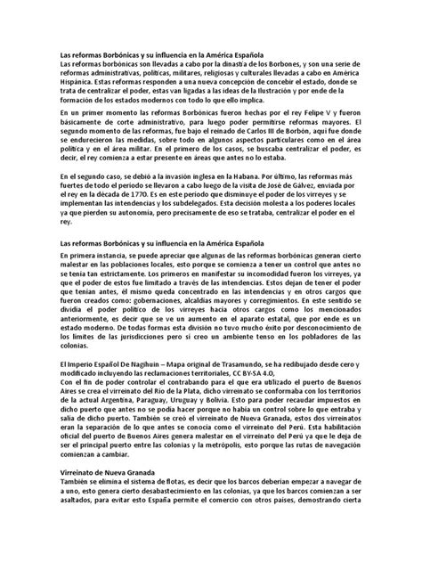 Las Reformas Borbónicas Y Su Influencia En La América Española Pdf