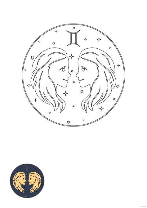 Gemini Zodiac Sign Coloring Pages