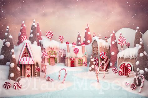 Christmas Candy Land Digital Backdrop Peppermint Land Candy Themed