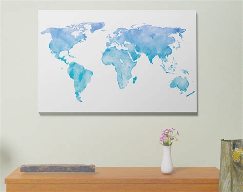 Blue Watercolor Map Watercolor World Map Blue World Map World Map