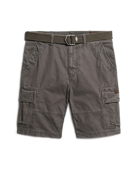 Mens Heavy Cargo Shorts In Washed Grey Superdry Uk