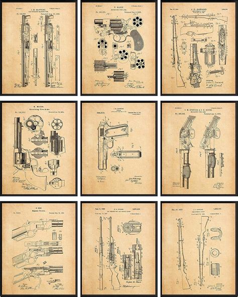 Asdg12s Vintage Gun Patent Prints Antique Gun Poster Gun Blueprints