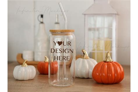 Fall Sipper Glass Can Mockup 16oz Glass Cup Libbey Mockup