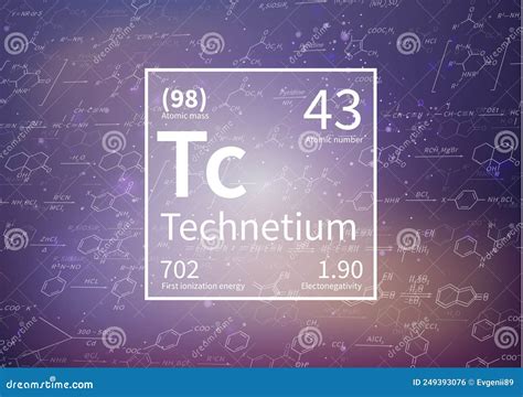 Technetium Chemical Element With First Ionization Energy Atomic Mass And Electronegativity