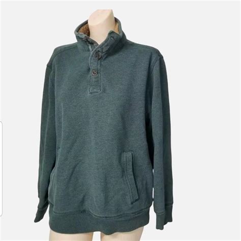 Gh Bass Co Usa Mens Pullover Sweater Green Mock Neck Depop