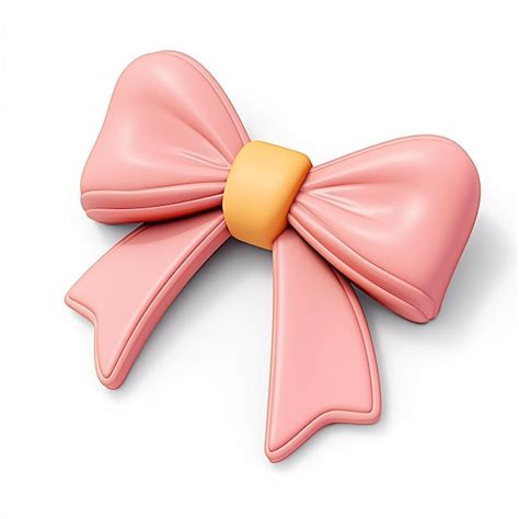 Isometric 3d Cartoonstyle Pink Bow Ribbon Icon On Minimalist White