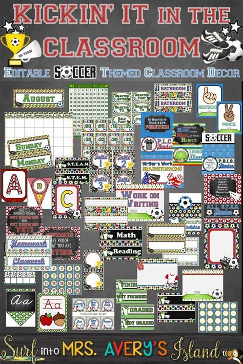 Soccer Classroom Theme Decor Bundle Editable Classroom Themes Classroom Teachers Toolbox