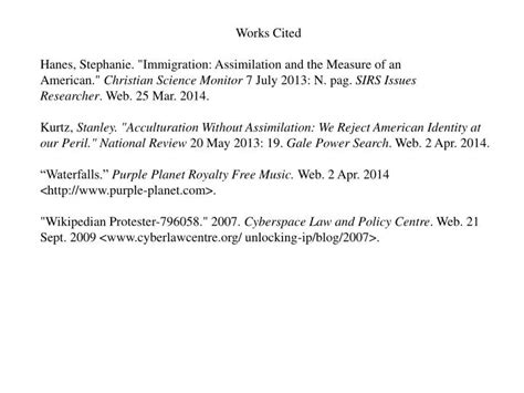 PPT Works Cited PowerPoint Presentation Free Download ID