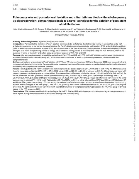 Pdf Pulmonary Vein And Posterior Wall Isolation And Mitral Isthmus
