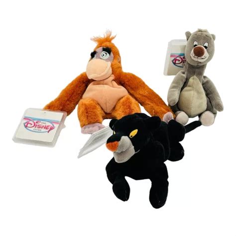 Disney Store Jungle Book Bean Bag Plush Set Of 3 Bagheera Baloo King