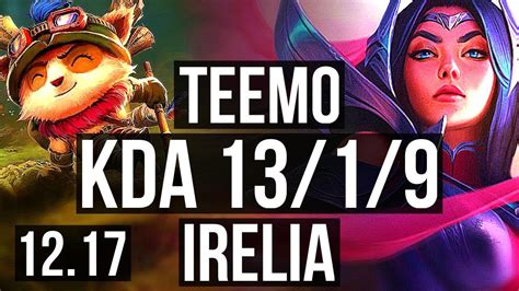 Teemo Vs Irelia Top 1319 1100 Games Legendary 13m Mastery